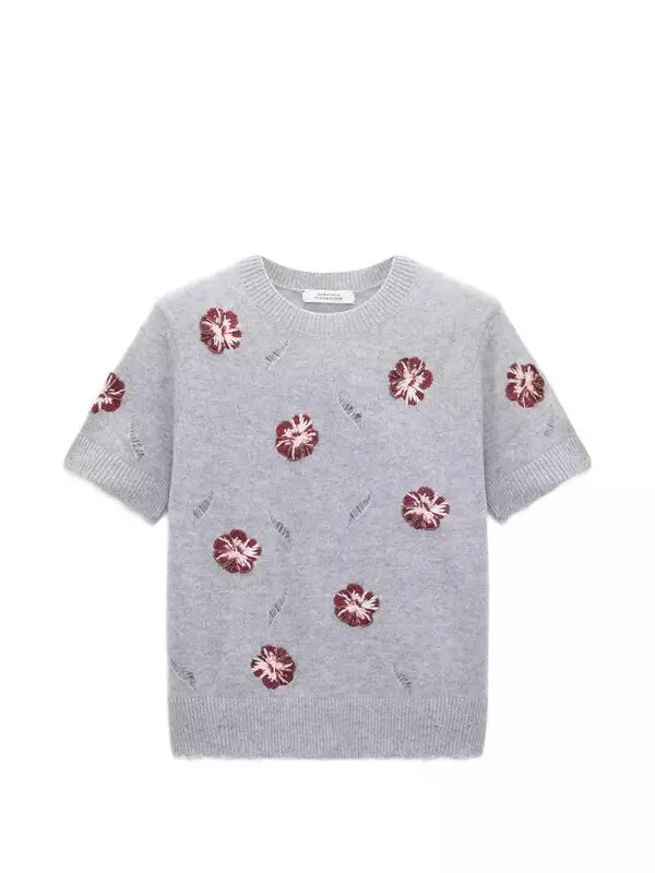 Dorothee Schumacher Distressed Floral Motif T-shirt - Grey