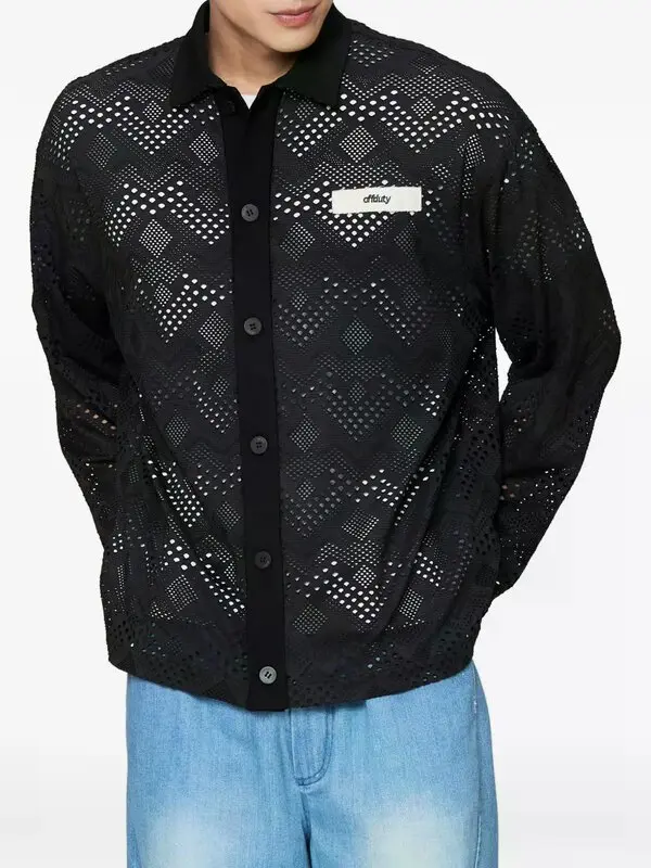 OFF DUTY Nauru Perforated Logo-patch Shirt - Black