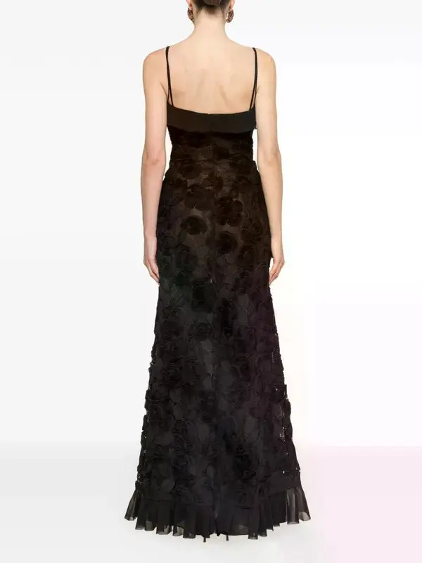 NISSA Floral Embroidered Ruffled Maxi Dress