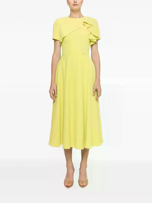 NISSA Ruffled A-line Midi Dress - Yellow