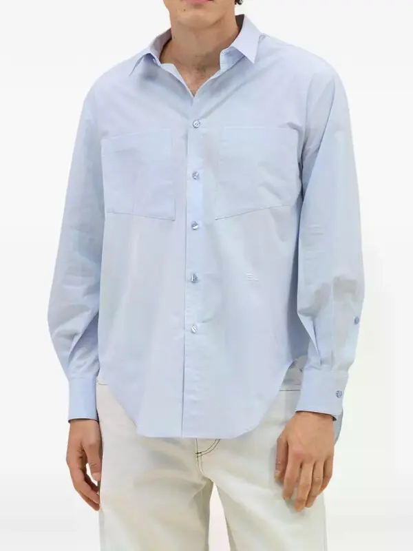 Eckhaus Latta Asymmetric Hem Patch Pocket Shirt - Blue