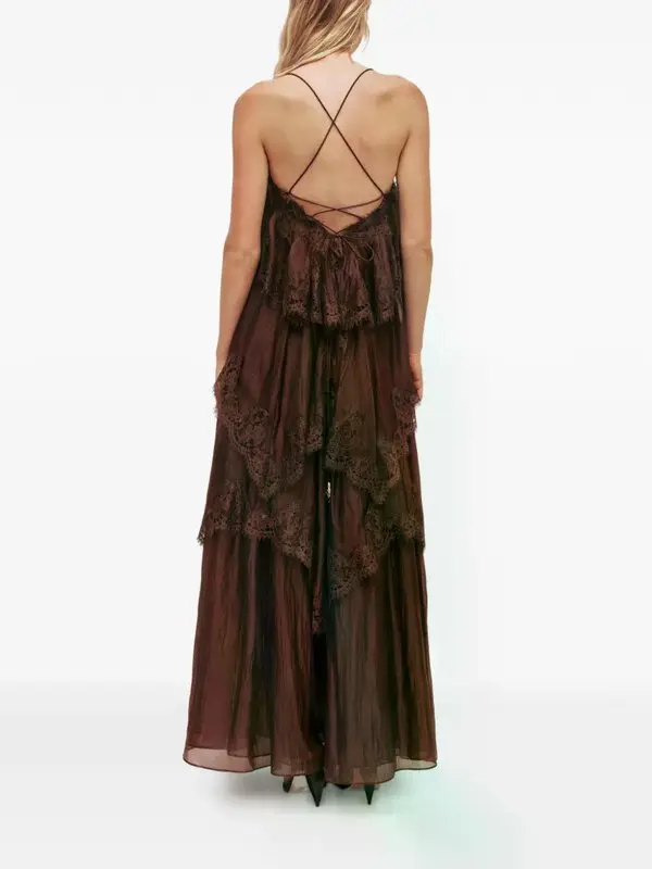 Aje Ophelia Lace-trimmed Tiered Maxi Dress - Brown