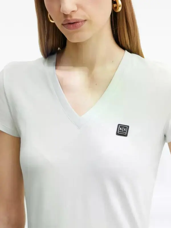 Armani Exchange V-neck Logo Patch T-shirt