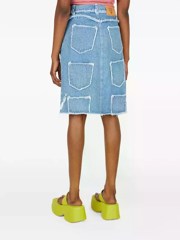 LOURDES Frayed Midi Skirt