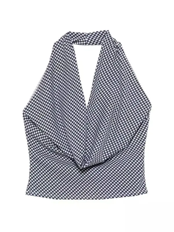 Frankies Bikinis Gingham Halterneck Top
