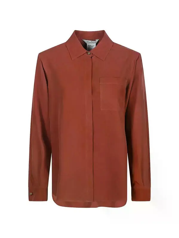 Max Mara Terracotta Red Logo Plaque Shirt - Brown