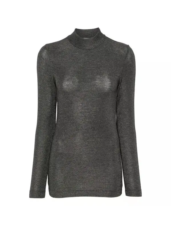 Brunello Cucinelli High-neck Metallic-effect Sweater - Grey