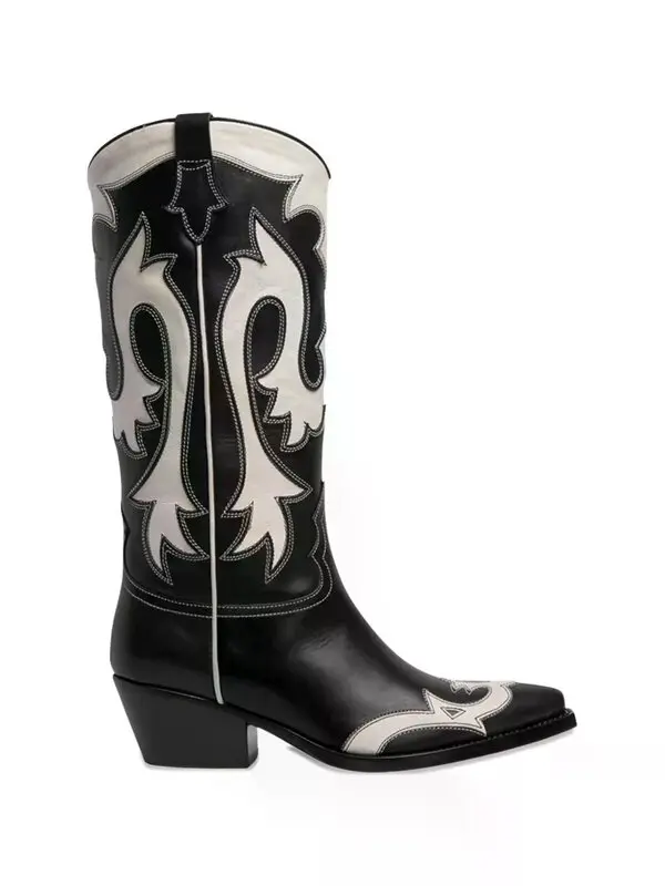 Sartore Contrast-panel Western Boots - Black