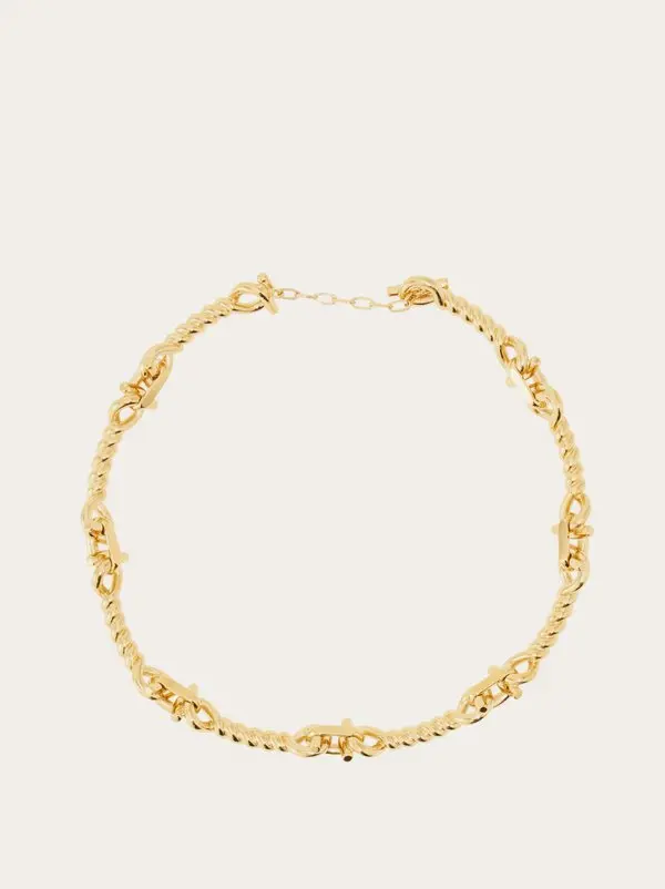 FERRAGAMO Twisted Chain Gancini Necklace - Gold