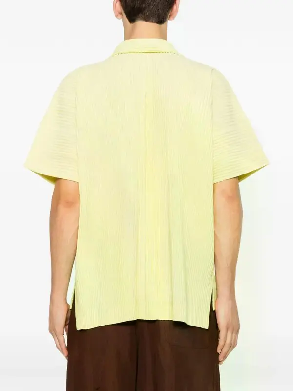 Issey Miyake Pleated-design Short-sleeved Shirt - Yellow