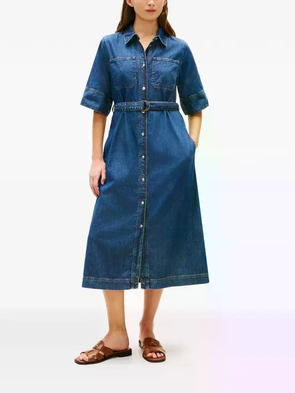 Tommy Hilfiger Belted Button-down Midi Dress - Blue