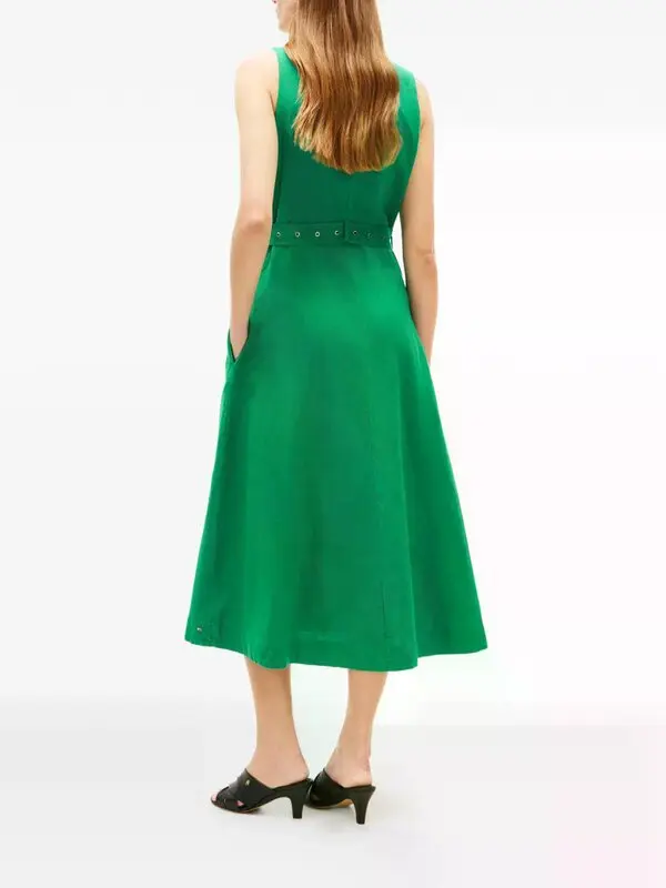 Tommy Hilfiger Sleeveless Belted V-neck Midi Dress