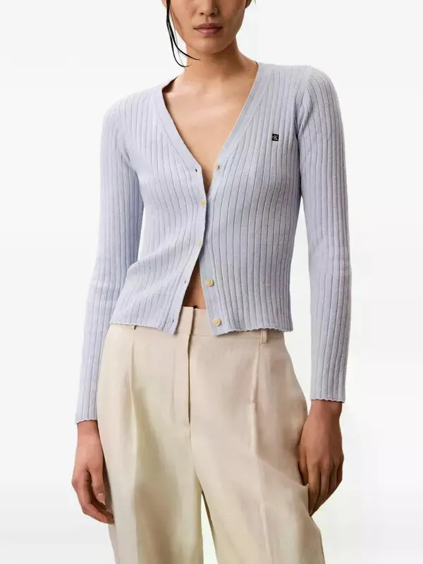 Calvin Klein Ribbed Knit Logo Patch Cardigan