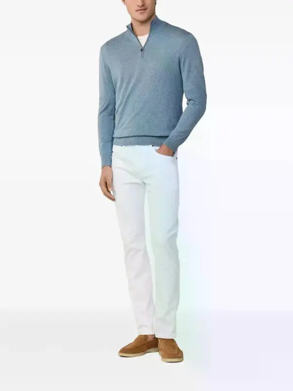 HACKETT Embroidered Quarter-zip Sweater