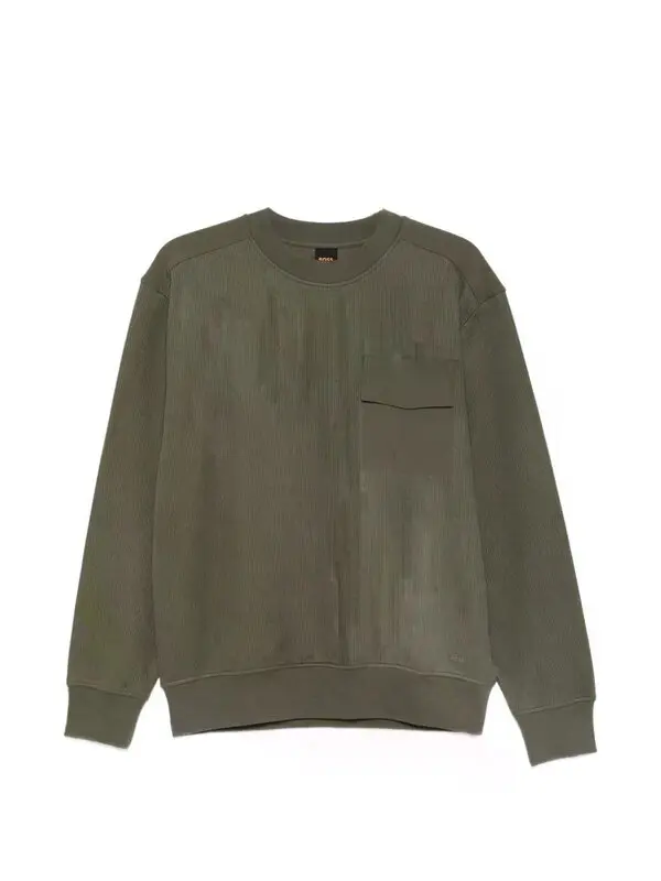 BOSS Ribbed Knit Flap-pocket Sweater