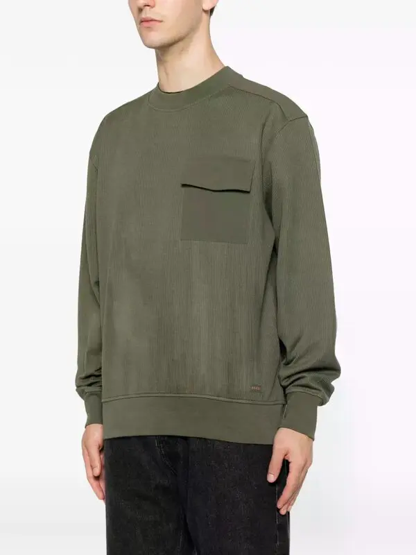 BOSS Ribbed Knit Flap-pocket Sweater