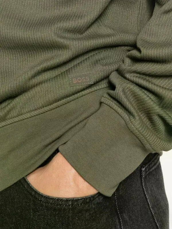 BOSS Ribbed Knit Flap-pocket Sweater