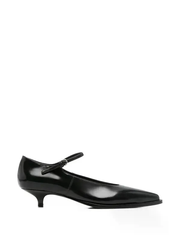 Miu Miu Leather Pointed Toe Ankle Strap Pumps