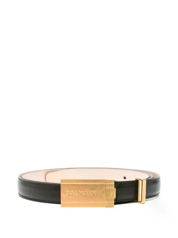 Balmain Logo-plaque Leather Belt - Black