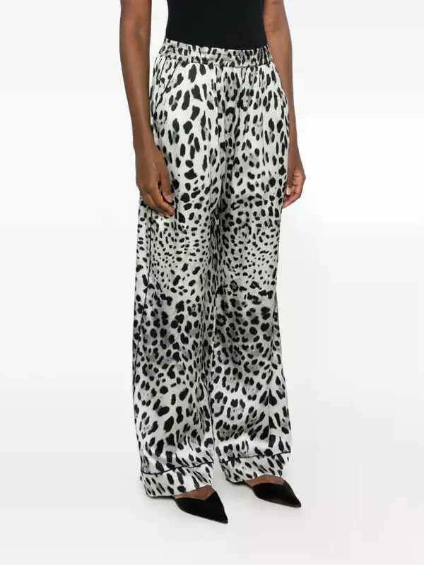 Dolce & Gabbana Leopard-print Silk Satin Palazzo Pants