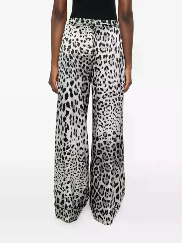 Dolce & Gabbana Leopard-print Silk Satin Palazzo Pants