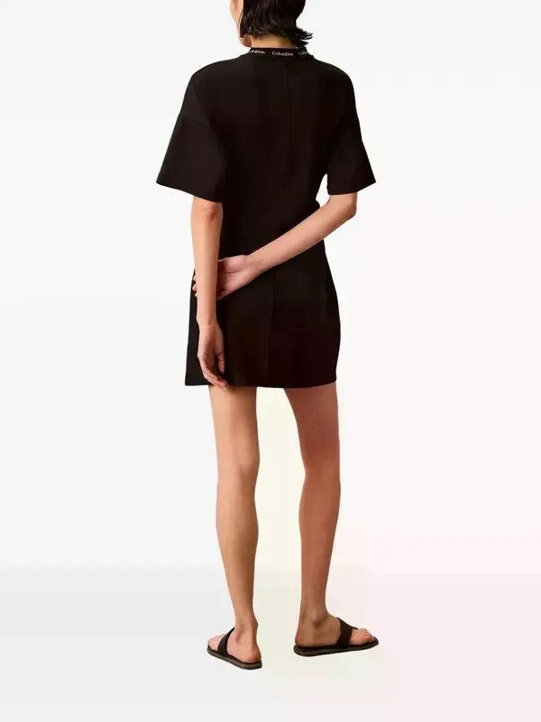 Calvin Klein Gathered Waist Mini Dress With Logo-print Collar
