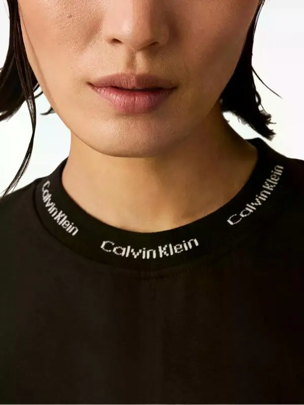 Calvin Klein Gathered Waist Mini Dress With Logo-print Collar