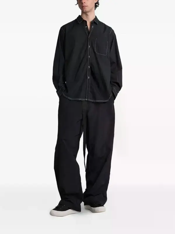 PAURA Talete Contrast-stitch Raw-edge Shirt