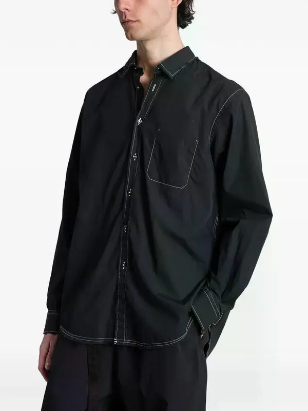 PAURA Talete Contrast-stitch Raw-edge Shirt
