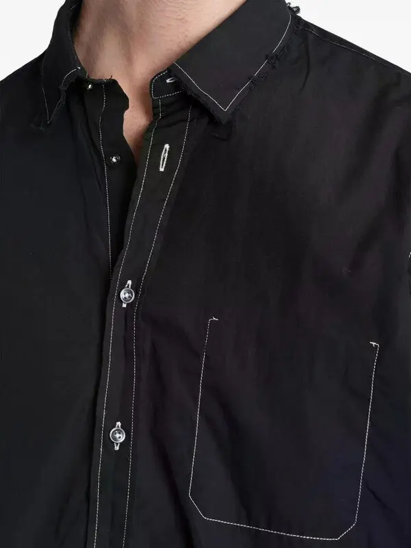 PAURA Talete Contrast-stitch Raw-edge Shirt