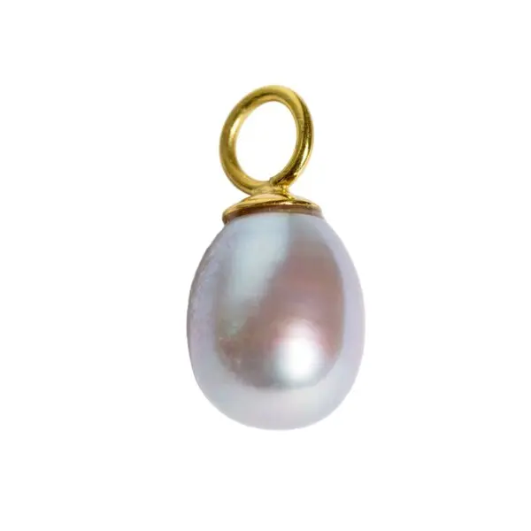 FLORENTIS JEWELLERY Freshwater Pearl Pendant With 18k Gold Plated Vermeil Bail - Grey