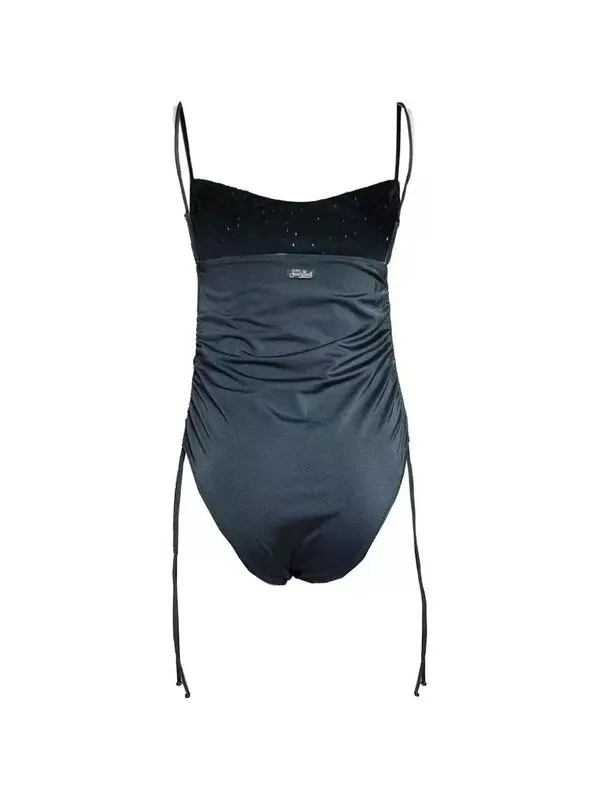 MC2 SAINT BARTH Eliya Crystal-embellished Ruched Swimsuit - Grey