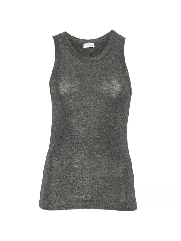 Brunello Cucinelli Metallic Ribbed Sleeveless Top
