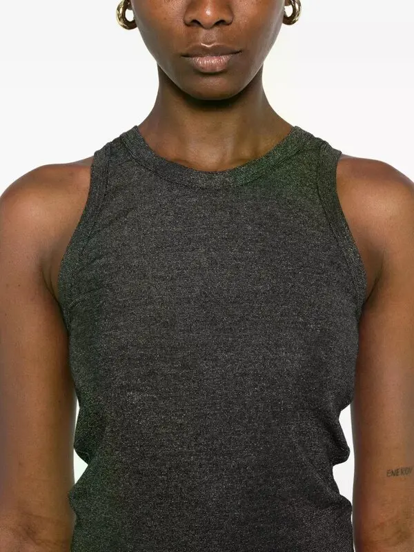 Brunello Cucinelli Metallic Ribbed Sleeveless Top