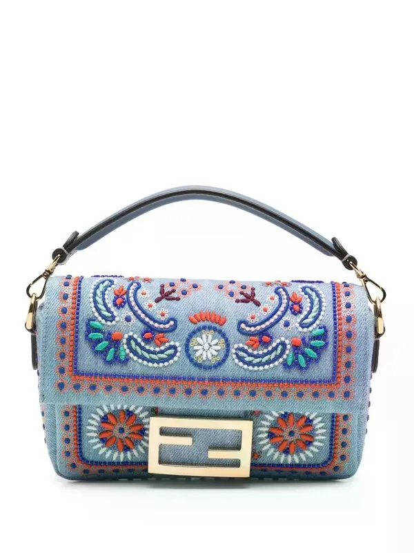 Fendi Mini Baguette Bead-embroidered Shoulder Bag