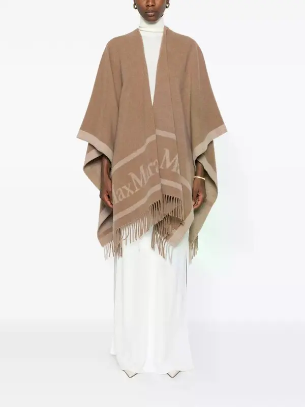 Max Mara Logo-intarsia Fringed Cape