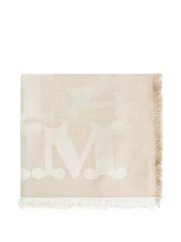 Max Mara Edro Monogram-jacquard Fringed Scarf - Neutrals