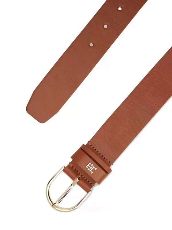 Tommy Hilfiger Logo Plaque Leather Belt