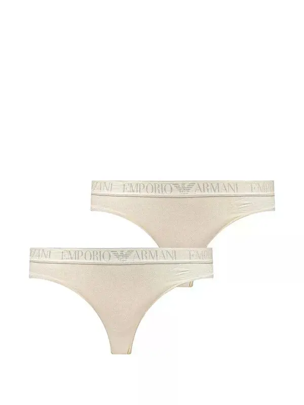 Armani Exchange Logo-waistband Thongs - Neutrals