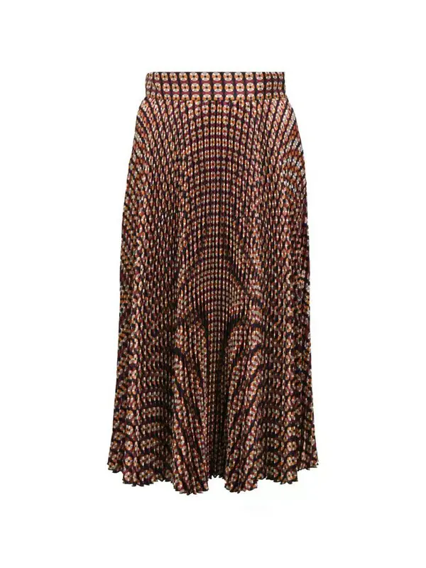 Mulberry Printed Pleated Midi Skirt
