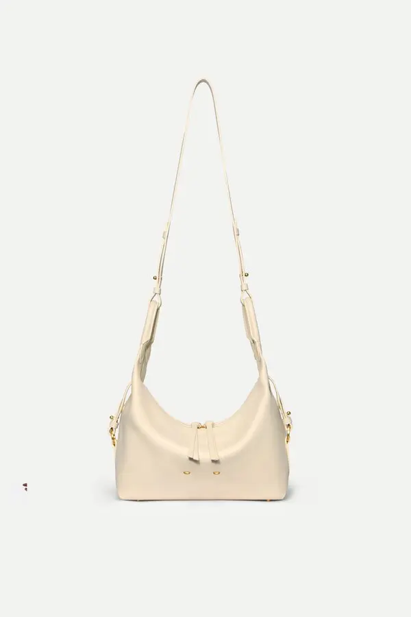 Fabrique Clio Slouchy Swing Bag In Smooth Top-grain Leather - White