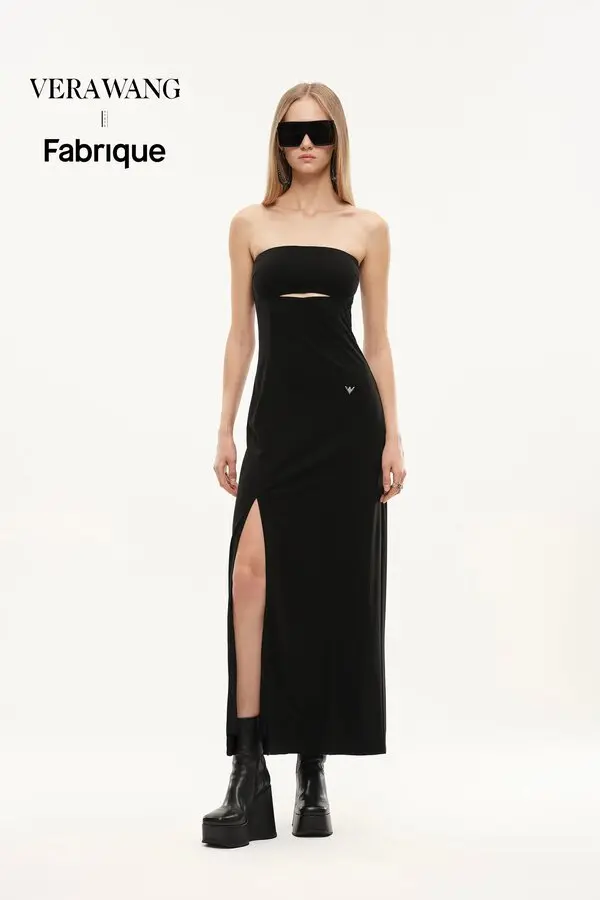 Fabrique Obsidian Strapless Gown With Cutout Detail - Black