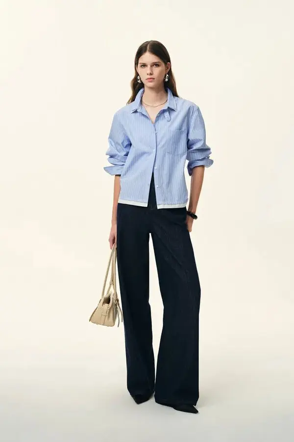 Fabrique Claire Double Collar Striped Shirt