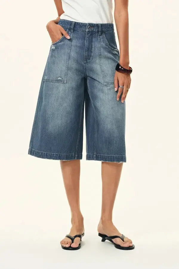 Fabrique Roxy Faded Washed Bermuda Jeans