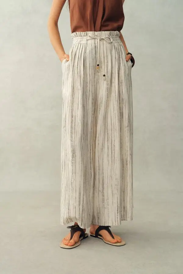 Fabrique Cleo Drawstring Striped Linen Culottes