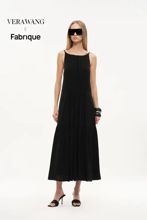 Fabrique Obélisque Pleated Matte Crepe Slip Dress - Black