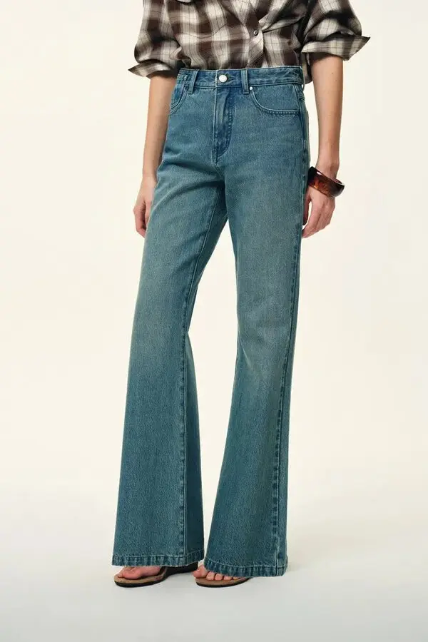Fabrique Molly Washed Bootcut Jeans In Cotton Denim