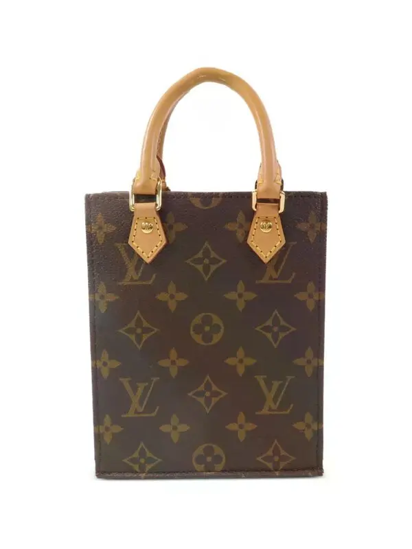 LOUIS VUITTON Petit Sac Plat Monogram Tote Bag - Brown