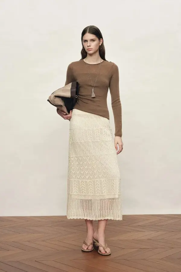 Fabrique Merino Wool Knit Long Sleeve Top