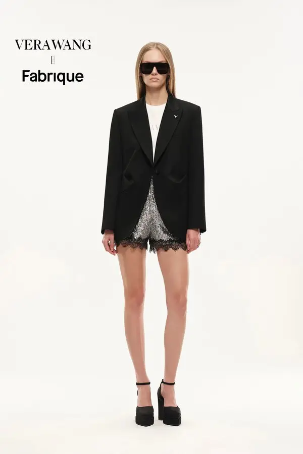 Fabrique Sculpted Waist Tucks Suit Blazer In Sheep Wool - Black